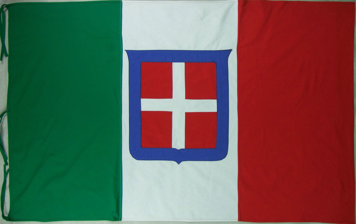 WW1 WWII Kingdom of Italy Cotton Flag With Savoy Coat of Arms 59” x 37 ...