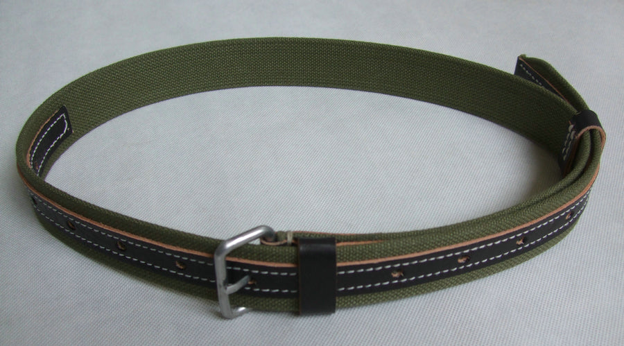 WWII Russia Red Army EM Webbing Belt Green Canvas Black Leather – Hikishop